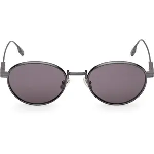 Zegna 52mm Oval Sunglasses - Gunmetal/palladium Trim/grey