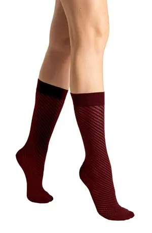 Wolford Dot Virgin Wool-blend Crew Socks - Midnight Red