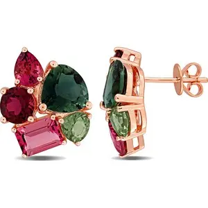 JULIANNA B. Green And Pink Tourmaline Cluster Drop Earrings - Green Tourmaline