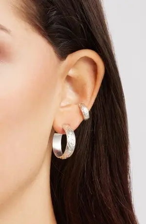 NASHELLE Thick Flora Hoop Earrings - Sterling Silver
