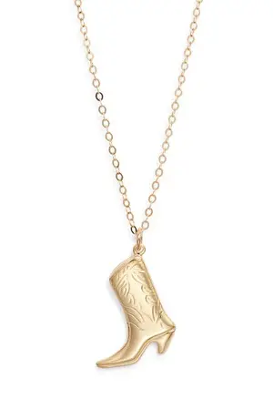 NASHELLE Cowgirl Boot Pendant Necklace - Gold Fill