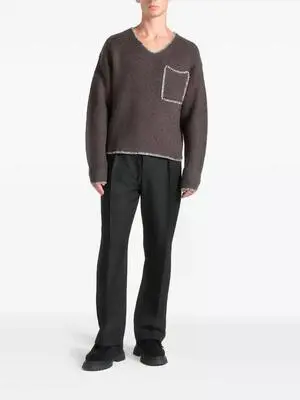 Manière De Voir Whipstitch Trim V-neck Knit Sweater