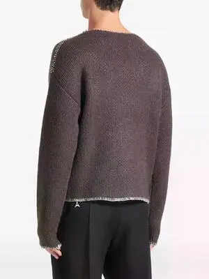 Manière De Voir Whipstitch Trim V-neck Knit Sweater