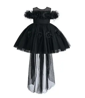 TULLEEN Feather-trimmed Bow Dress