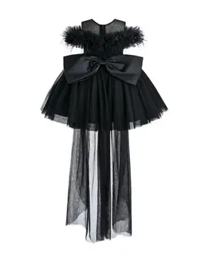TULLEEN Feather-trimmed Bow Dress