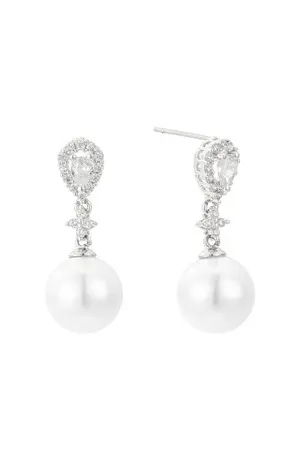 UNTAMED PETALS Melody Pearl Drop Earrings - Silver