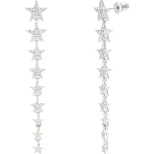 UNTAMED PETALS Pave Crystal Star Drop Earrings Silver