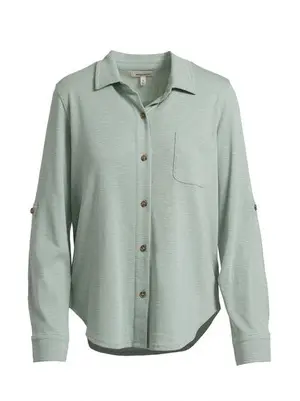SINGLE STITCH Knit Button-up Shirt - Hunter Green