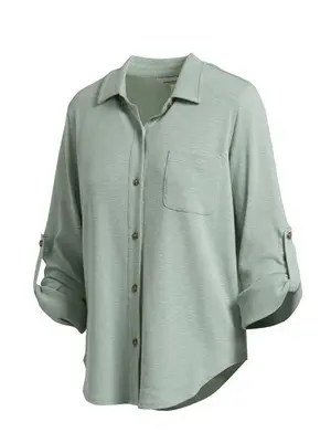 SINGLE STITCH Knit Button-up Shirt - Hunter Green