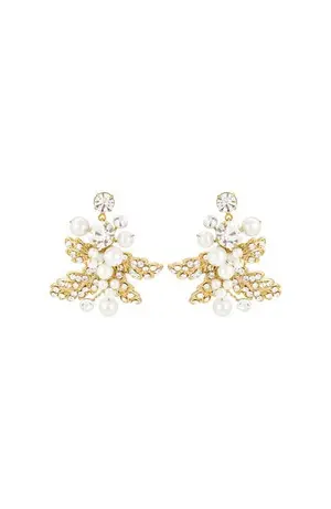 UNTAMED PETALS Gwen Crystal Floral Stud Earrings - Gold