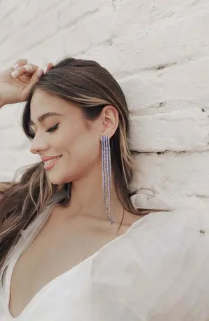 UNTAMED PETALS Crystal Waterfall Dangle Earrings - Silver