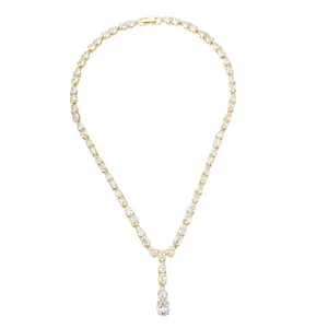 UNTAMED PETALS Gravity Crystal Drop Necklace - Gold