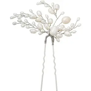 UNTAMED PETALS Poetry Freshwater Pearl Hair Pin - Silver