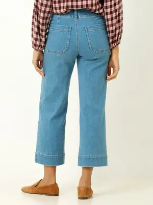 SINGLE STITCH High-rise Cropped Wide Leg Jeans