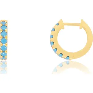 THE LOVERY FINE JEWELRY 14k Yellow Gold Huggie Hoop Earrings - Turquoise