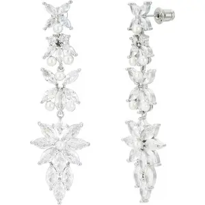UNTAMED PETALS Rosette Crystal Drop Earrings - Silver