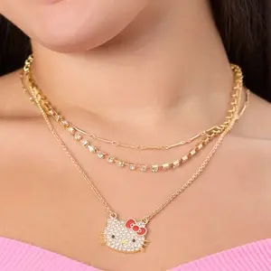 HELLO KITTY Crystal Embellished Charm Necklace
