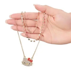 HELLO KITTY Crystal Embellished Charm Necklace