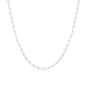 THE LOVERY FINE JEWELRY Mini Paperclip Link Chain Necklace - White Gold