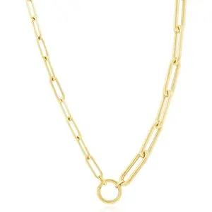 THE LOVERY FINE JEWELRY Half & Half Paperclip Charm Holder Chain Necklace