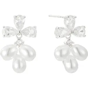 UNTAMED PETALS Windsor Pearl Drop Earrings - Silver