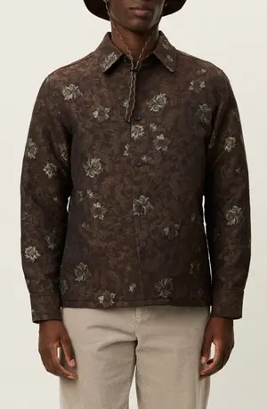LES DEUX Kaleb Jacquard Overshirt - Monks Robe