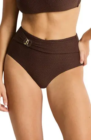 SEA LEVEL Luminara High Waist Bikini Bottoms - Cocoa