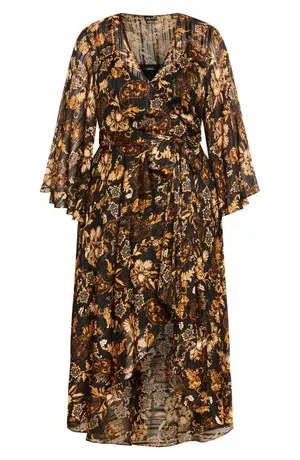 City Chic Paisley Faux-wrap Maxi Dress