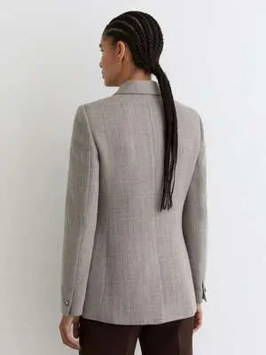 REISS Ember Petite Herringbone Blazer - Grey