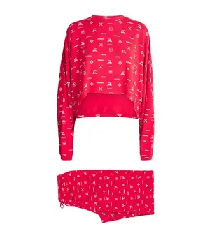 SKIMS Modal-blend Cropped Henley Pyjama Set - Red