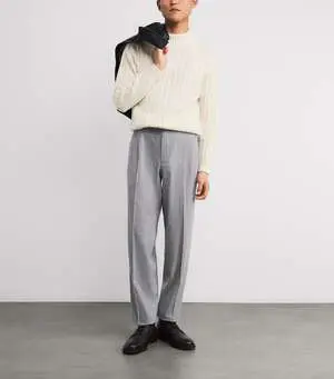 Isaia Cashmere Ribbed Mock-neck Sweater
