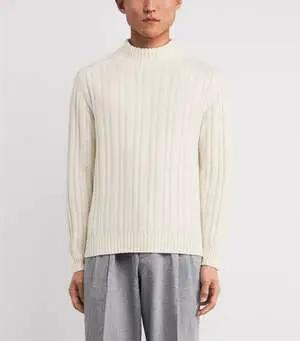 Isaia Cashmere Ribbed Mock-neck Sweater