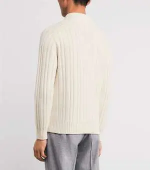 Isaia Cashmere Ribbed Mock-neck Sweater