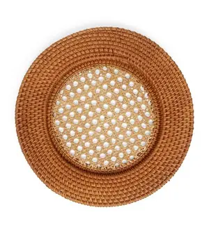 MAISON MARGAUX Set Of 4 Rattan Charger Plates - Brown