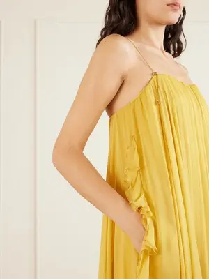 Chloé Asymmetric Embellished Ruffled Silk-crepon Gown