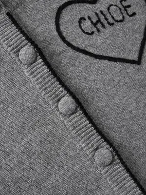 Chloé Embroidered Wool And Cashmere-blend Cardigan - Gray