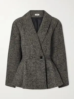 Chloé Double-breasted Herringbone Wool-blend Blazer - Gray