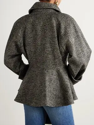 Chloé Double-breasted Herringbone Wool-blend Blazer - Gray