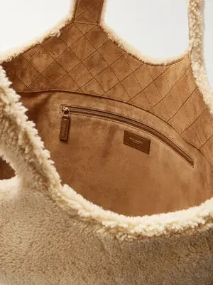 Saint Laurent Icare Maxi Shearling Tote - Neutrals