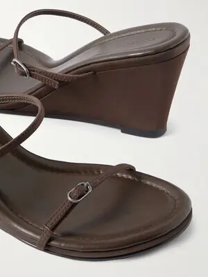 ST. AGNI Petit Belt Recycled-satin Wedge Sandals
