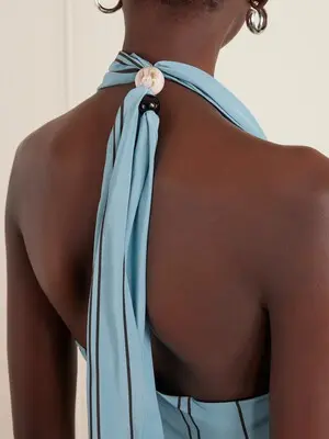 SIR. Rioja Striped Silk Halterneck Maxi Dress