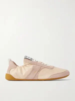 Chloé Kick Suede-trimmed Shell Sneakers - Neutrals