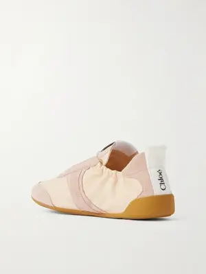 Chloé Kick Suede-trimmed Shell Sneakers - Neutrals