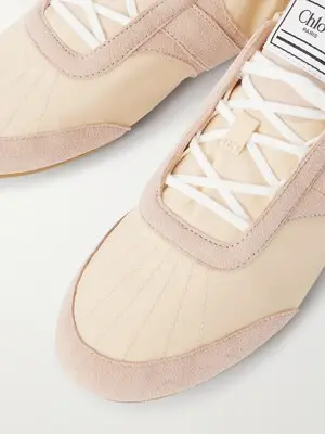 Chloé Kick Suede-trimmed Shell Sneakers - Neutrals
