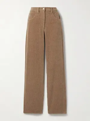 THE ROW Clair Corduroy Wool Blend Wide-leg Pants - Brown