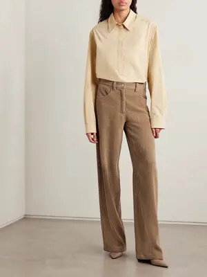 THE ROW Clair Corduroy Wool Blend Wide-leg Pants - Brown