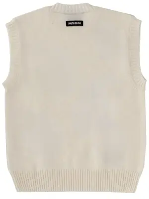 MSGM Argyle Pattern Vest - White