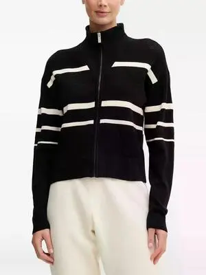 Dkny Striped Zip Cardigan - Black