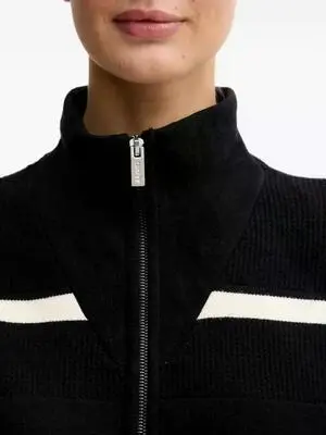 Dkny Striped Zip Cardigan - Black