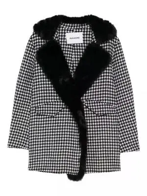 AVA ADORE Houndstooth Faux Fur Coat